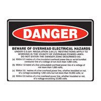 BEWARE OF OVERHEAD ELECTRICAL HAZARDS (NSW Only) – Ultimate Safety Supplies